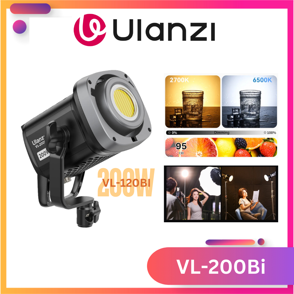 ULANZI VL-200Bi 200W - Đèn COB 200W Ngàm Bowens Mount, Hỗ Trợ Gắn Pin V ...