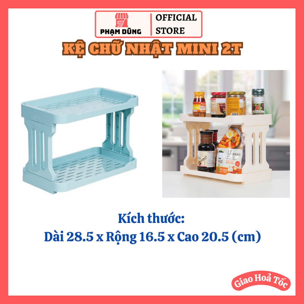 Kệ nhựa mini chữ nhật 2 tầng để gia vị nhà bếp đa năng Hokori Việt Nhật ...