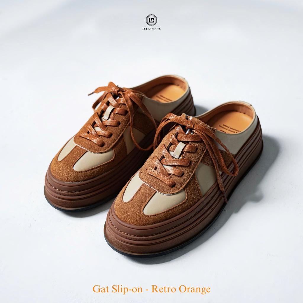 Giày Sục Gat Slip On Retro Orange Lucas Cho nam nữ Da bò thật, đế cao ...