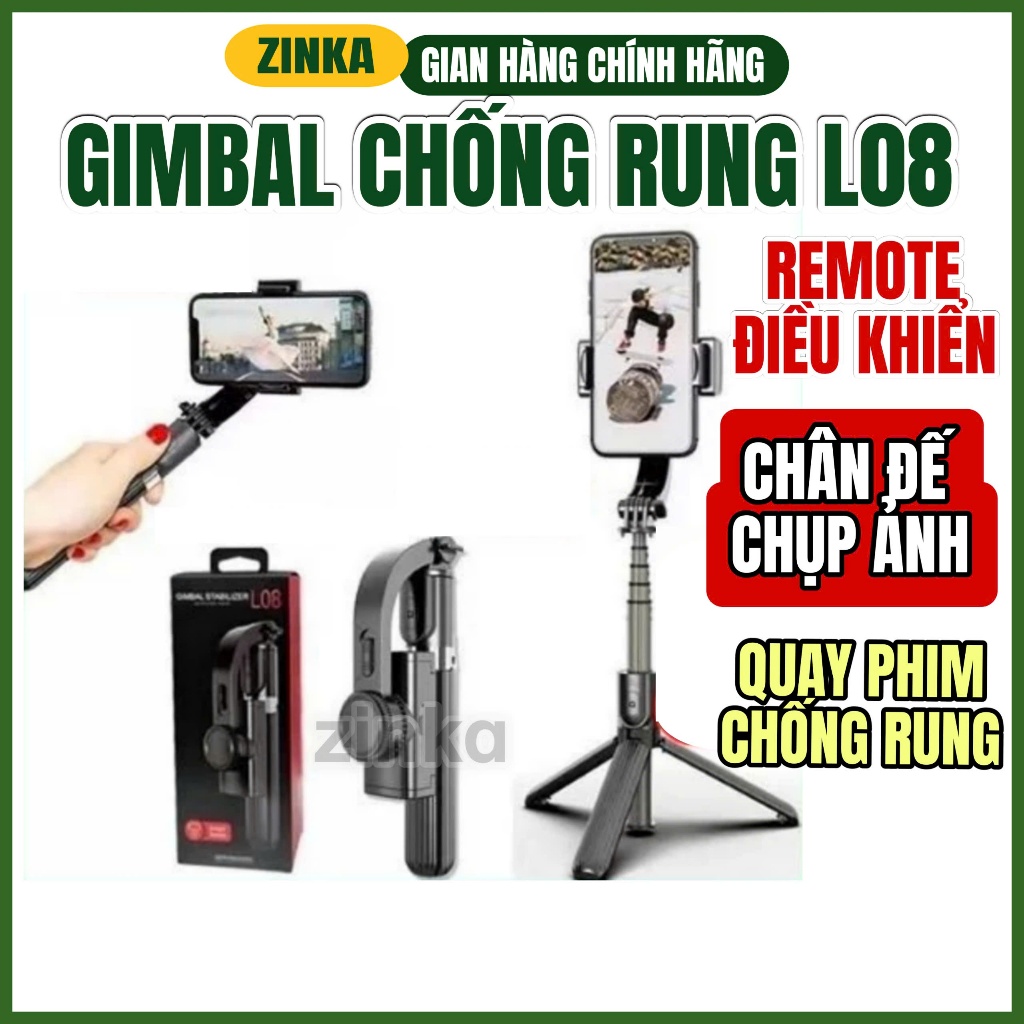 Gậy Chống Rung Gimbal Stabilizer L09/L08, Có 3 Chân Đỡ, Tặng Kèm Nút Bấm BLT Hàng Cao Cấp - BẢO ...