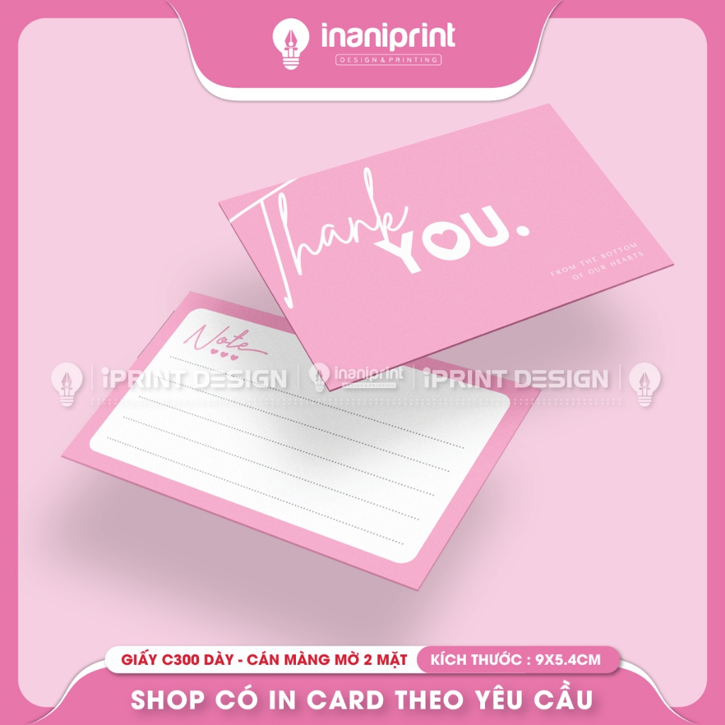 Card Cám Ơn Mặt Sau Note Ghi Chú, Thiệp Cám ơn Giấy Note - NOTE HỒNG ...