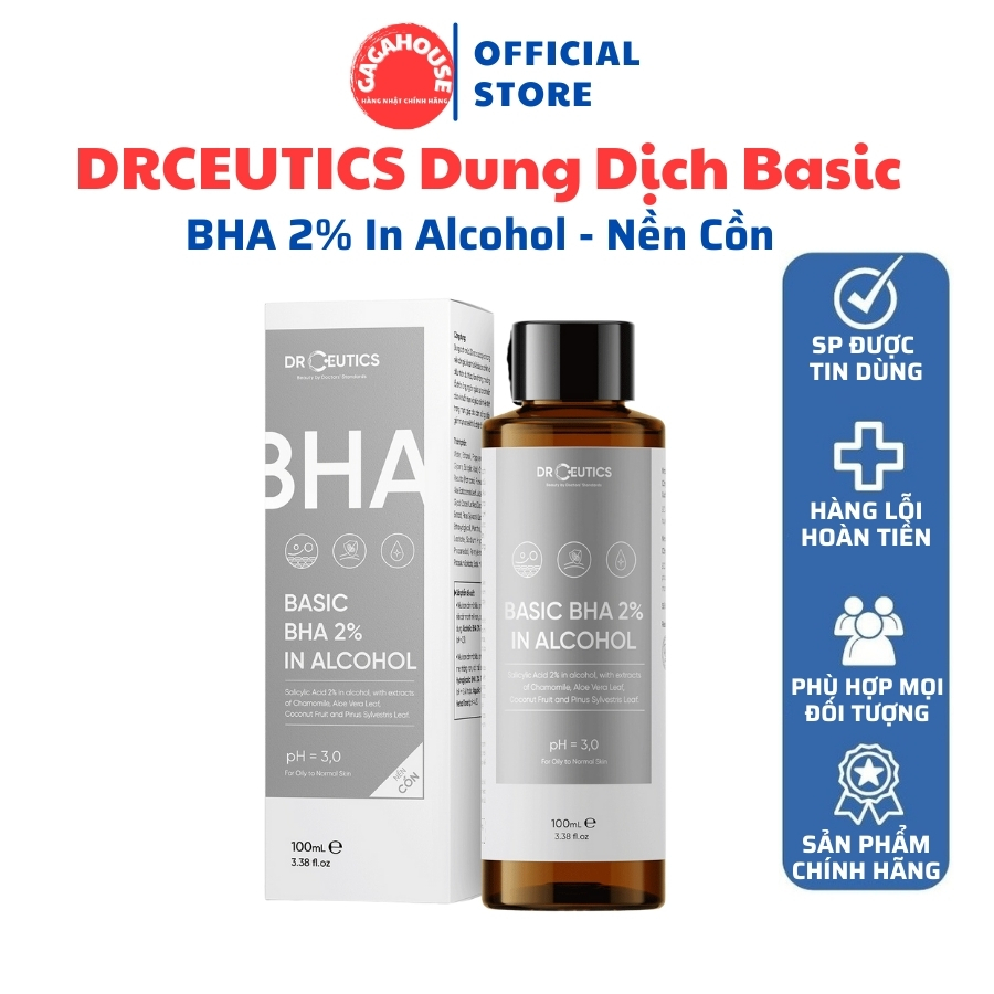 DRCEUTICS Dung Dịch Loại Bỏ Tế Bào Chết Basic BHA 2% In Alcohol - Nền Cồn (100ml - 200ml ...