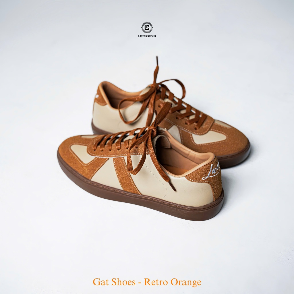 Giày Thể Thao Da Gat Shoes Retro Orange thiết kế basic, da bò thật, đế ...