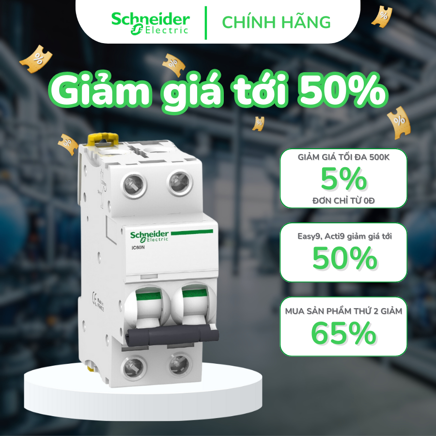 Cầu dao MCB 2P 6kA dòng Acti9 IC60N Schneider Electric - A9F74206 A9F74210 A9F74216 A9F74220 ...