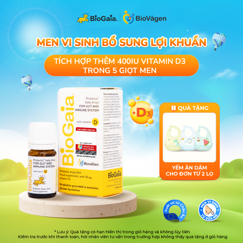 Men vi sinh BioGaia ProTectis Drops Vitamin D3 cải thiện hệ tiêu hóa ...