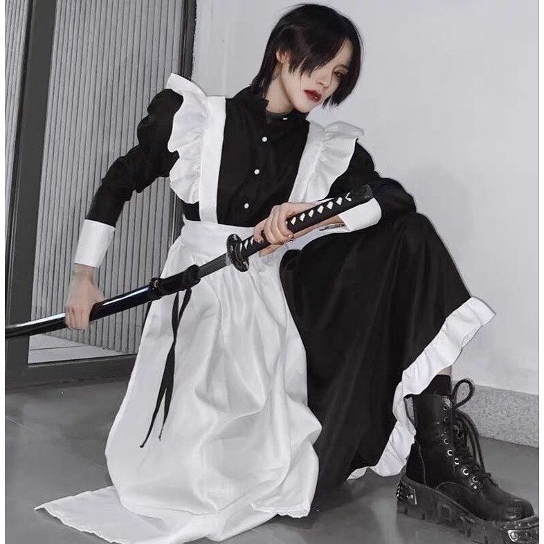 Maid dài cosplay dành cho nam nữ màu trắng đen kiểu Nhật Bản | Shopee ...