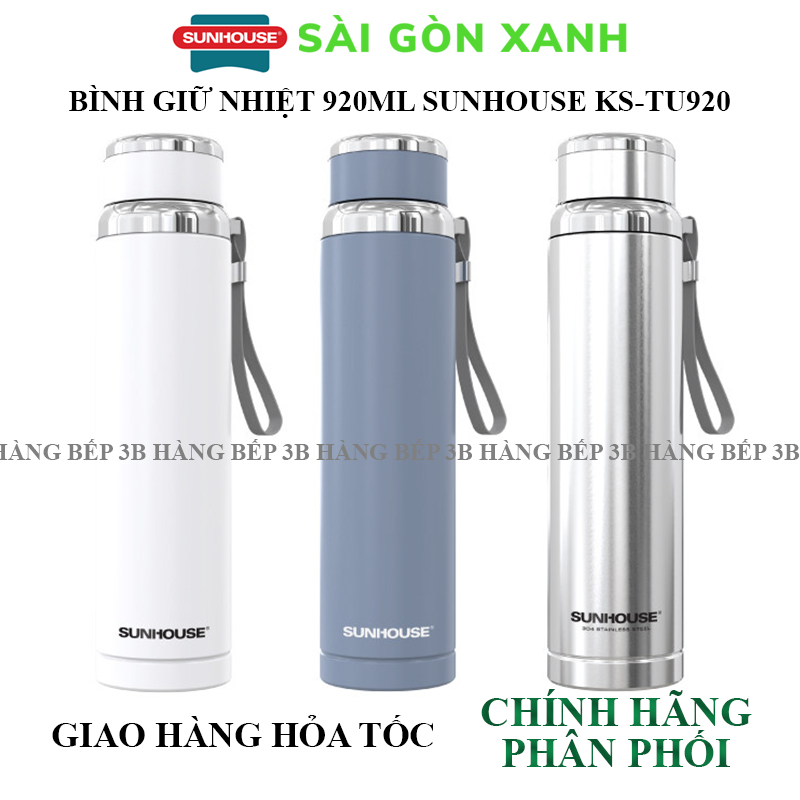 Bình giữ nhiệt 920ml Sunhouse KS-TU920FI (màu xanh/trắng/inox), mới 100% | Shopee Việt Nam