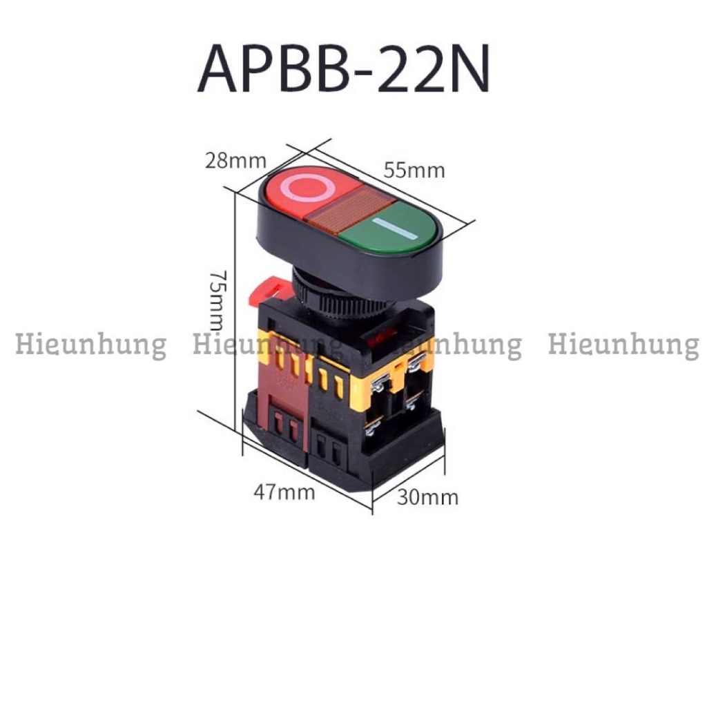 CÔNG TẮC NHẤN ĐÔI APBB - 22&25N ON-OFF CÓ ĐÈN HIỂN THỊ ĐIỆN ÁP 220VAC ...