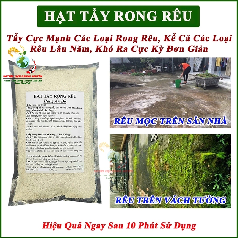 1Kg Bột tẩy rong rêu, siêu sạch hiệu quả nhanh, tẩy rong rêu nền xi ...