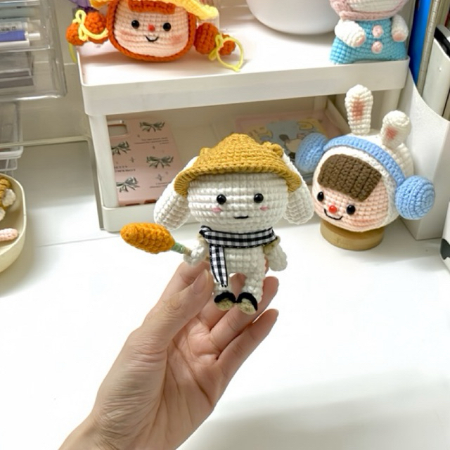 Móc khoá skin slimz thỏ 7 màu đội nón lá bằng len | Shopee Việt Nam