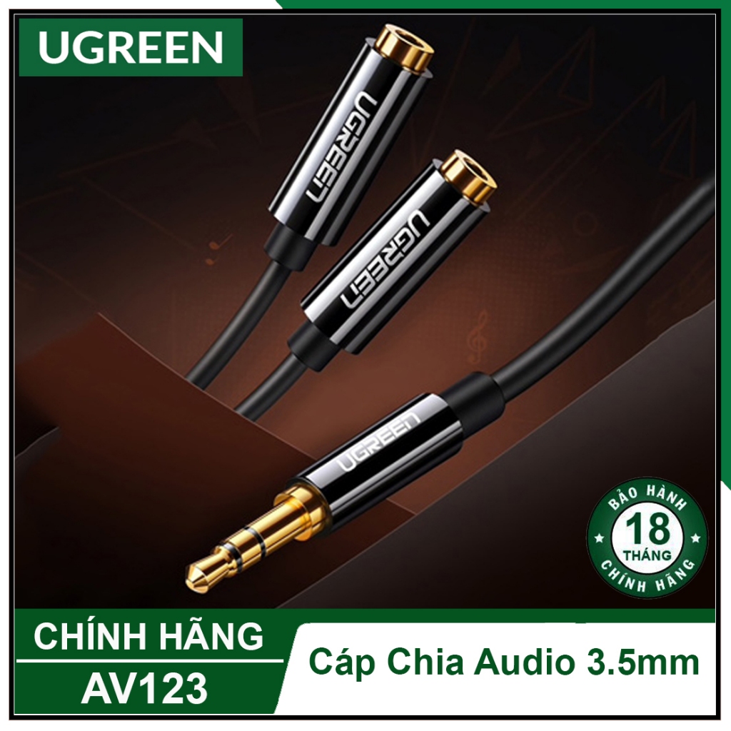 Cáp chia Audio 3.5mm Đực Sang 2 Headphone 3.5mm Cái Ugreen AV123 - Hàng ...