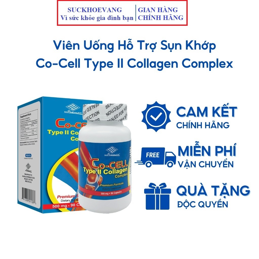 {Chín hãng USA} Viên Uống CO-CELL TYPE II COLLAGEN COMPLEX. tái tạo sụn ...