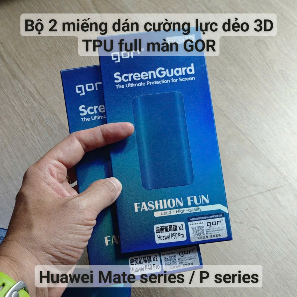 Bộ 2 miếng dán cường lực dẻo 3D TPU full màn GOR Huawei Mate 40 Pro / P50 / P40 / Mate 30 20 P20 ...