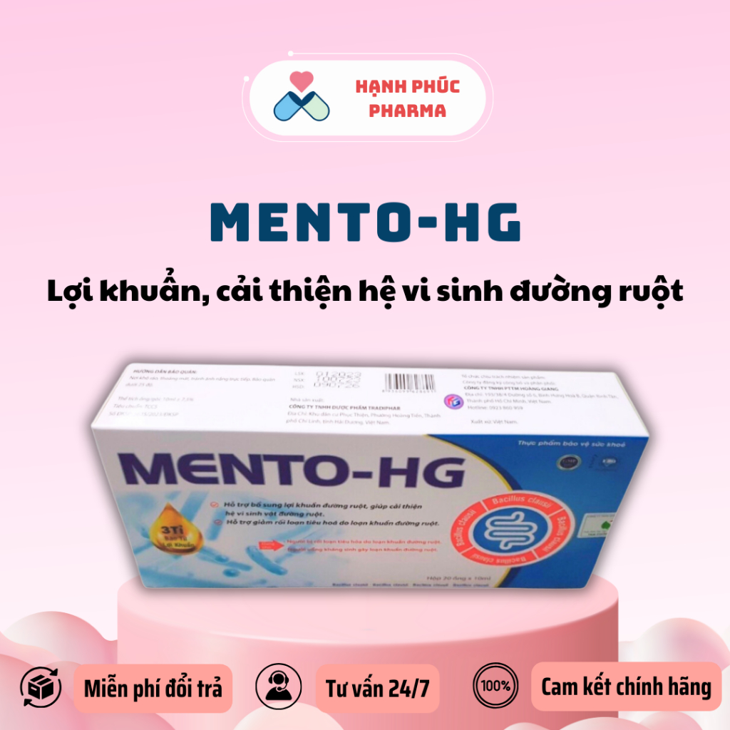 MENTO HG - Bổ sung lợi khuẩn, hỗ trợ rối loạn tiêu hóa, cải thiện hệ vi ...