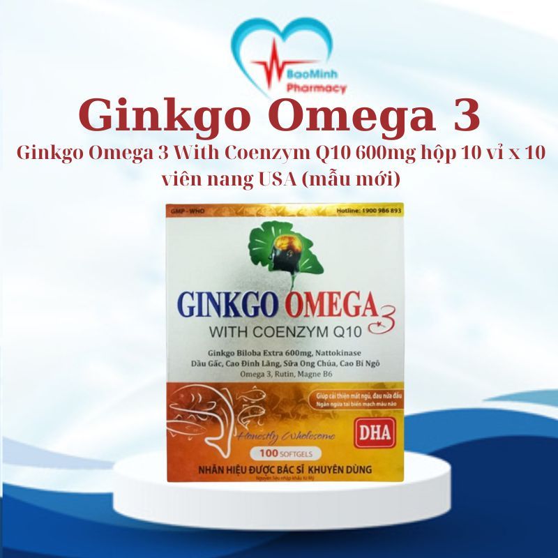 Viên Uống Bổ Não , Ginkgo Omega 3 With Coenzym Q10 600mg hộp 10 vỉ x 10 ...