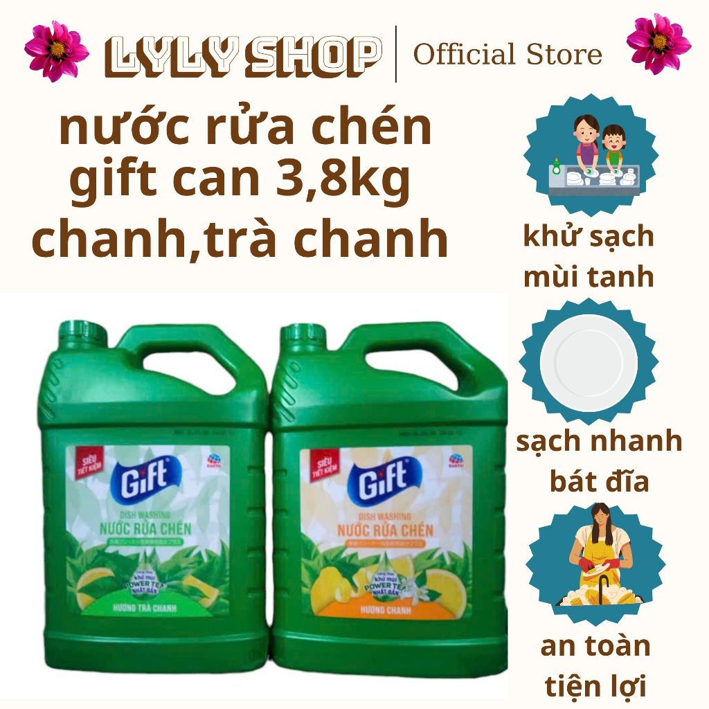 #combo 3 can nước rửa chén girrt hương chanh đậm đặc can 3,8kg | Shopee Việt Nam