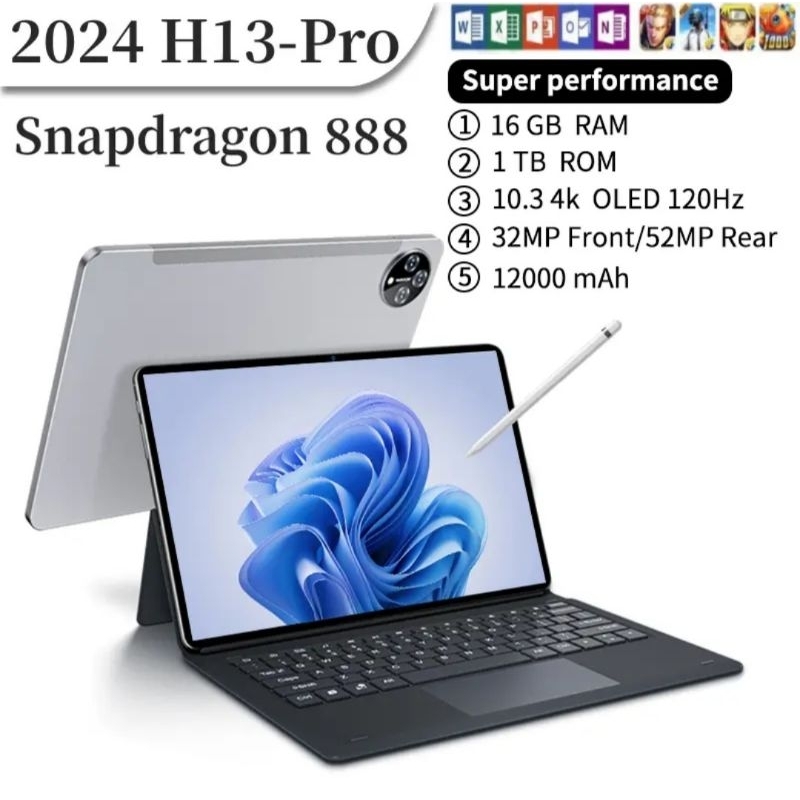 Máy tính bảng Hanzhong H13 Pro kèm 8 món phụ kiện 2 sim học tập chơi ...