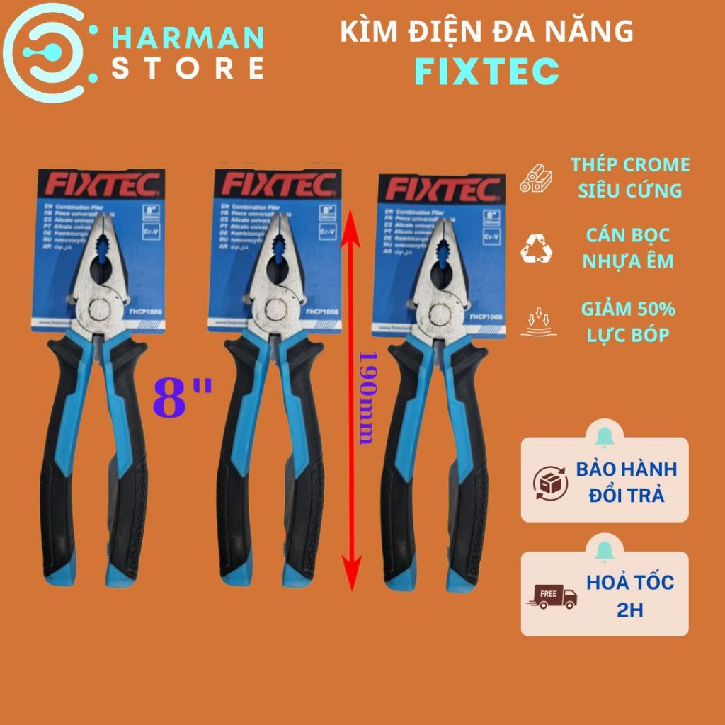 Kìm Điện Đa Năng FIXTEC Cao Cấp Cắt Bấm Dây Cáp Điện Tốt Hơn TOLSEN Kềm ...