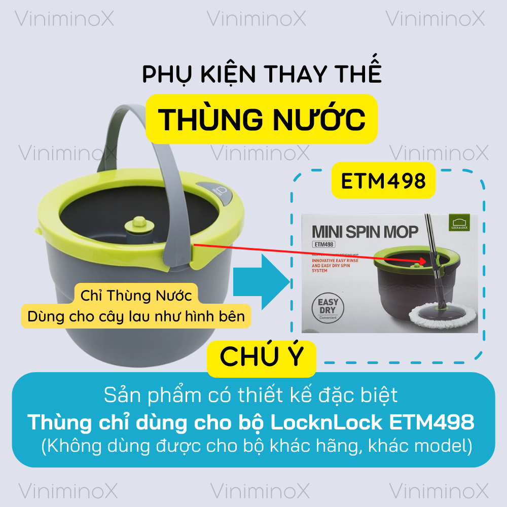 Thùng Nước ETM 498 - Phụ kiện của bộ cây lau nhà LocknLock ETM498 ...