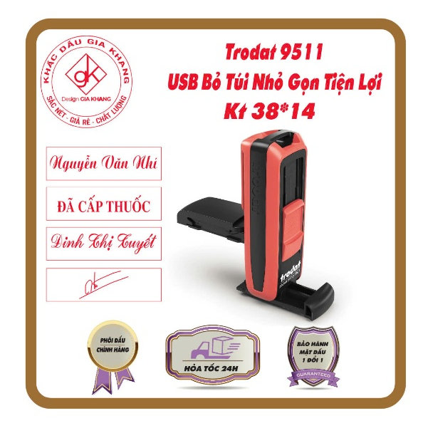 Khắc Dấu Trodat 9511 Chính Hãng Kích Thước 37*14 mm - Khắc Dấu Tên, Chữ ...