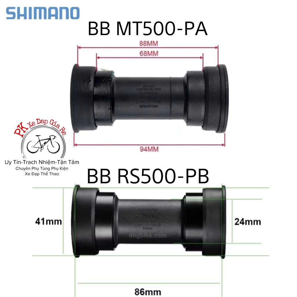 Trục giữa cốt rỗng Shimano BB MT500 - BB RS500, BB ép xe đẹp Road/MTB, trục giữa xe đạp loại ép ...