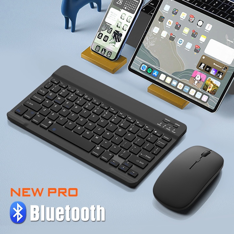 Bàn Phím Bluetooth Không Dây Mini Kèm Chuột Bàn Phím Kết Nối Điện Thoại Cho Điện Thoại Ipad Máy ...