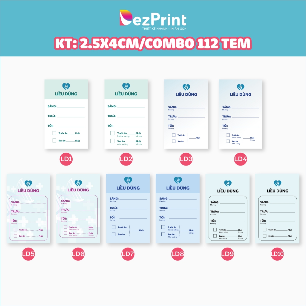 XẢ KHO Tem dán liều dùng LD DEZPRINT decal chia liều dùng cho nhà thuốc ...