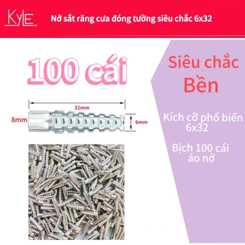 Kyle Bịch 20/50/100 cái áo nở sắt răng cưa 6 x 32; 5x30 chịu lực xi kẽm ...