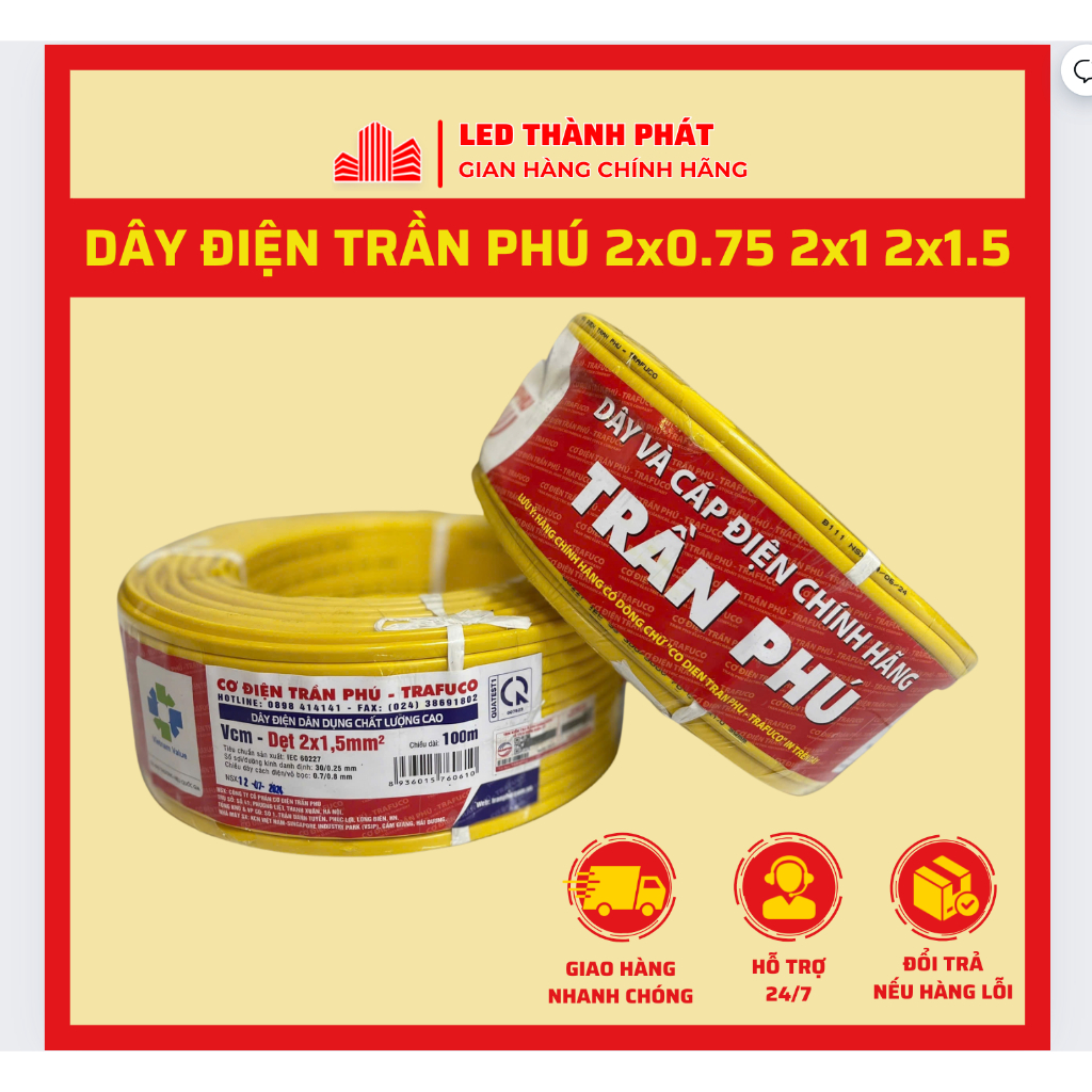 Dây điện TRẦN PHÚ 2x0.75, 2x1, 2x1.5 lõi đồng | Shopee Việt Nam