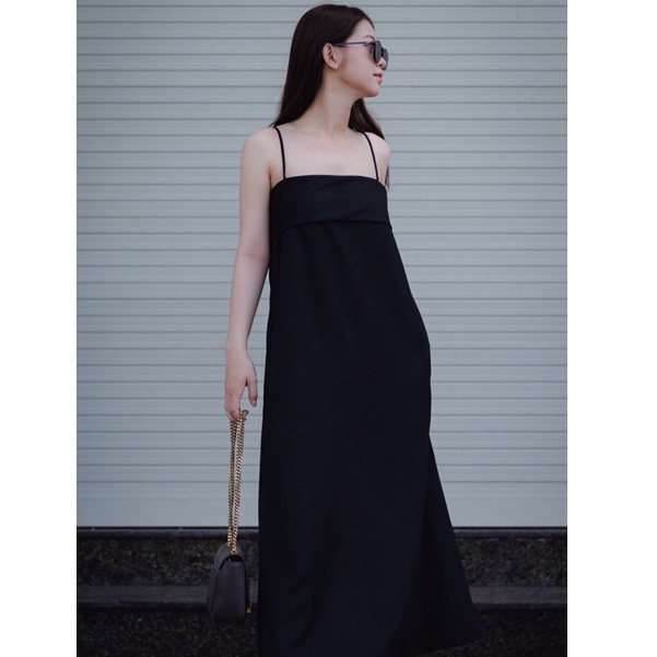 Chicka Chicka - Đầm kaki dây dài phối chi tiết màu đen | Shopee Việt Nam