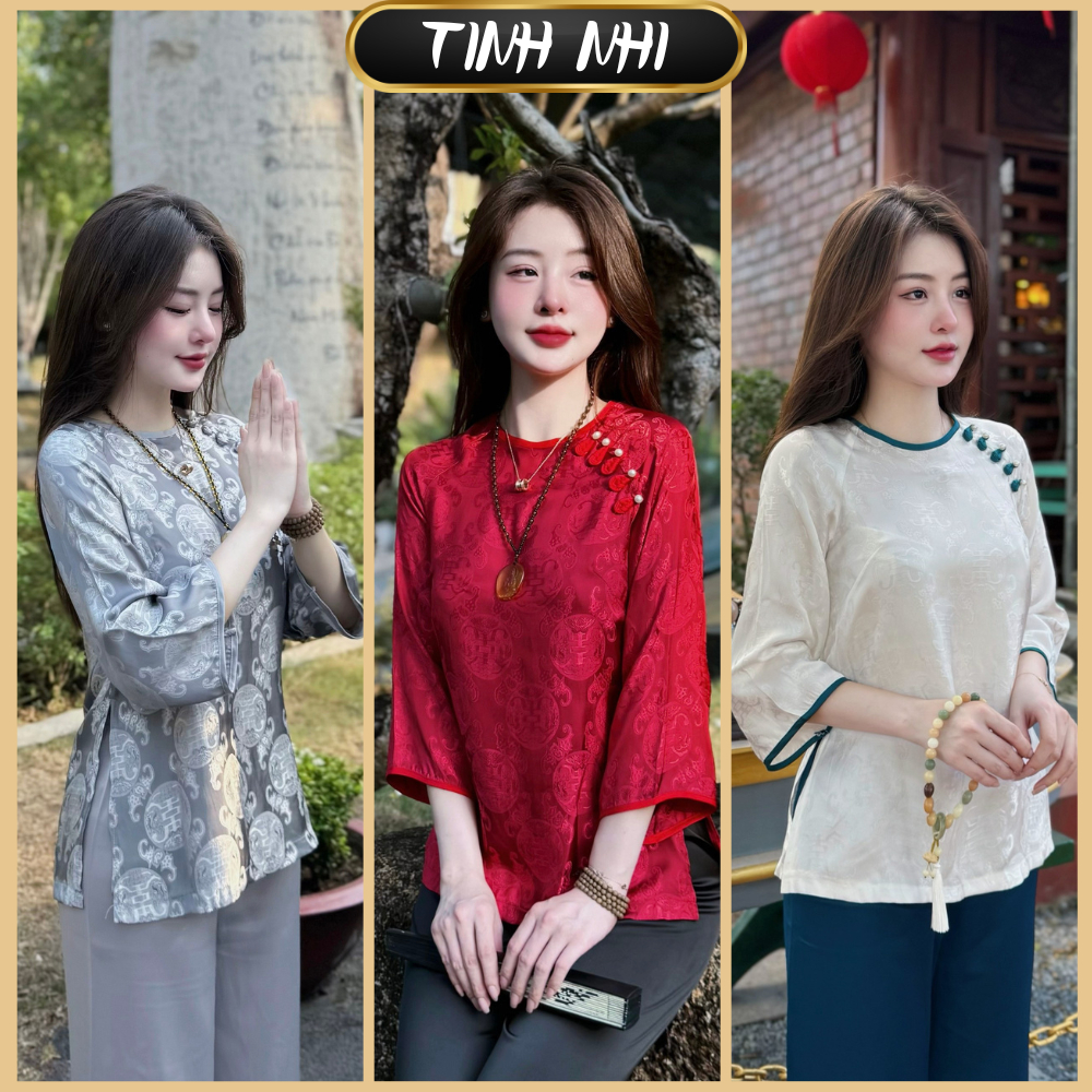 Pháp phục đi chùa gấm tầm chữ thọ TINH NHI sang trọng và thanh lịch ...