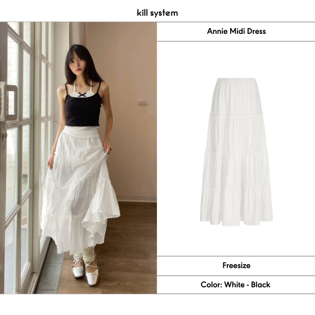 Chân váy dài Annie 2 lớp nhiều tầng màu trắng - Kill System | Shopee Việt Nam