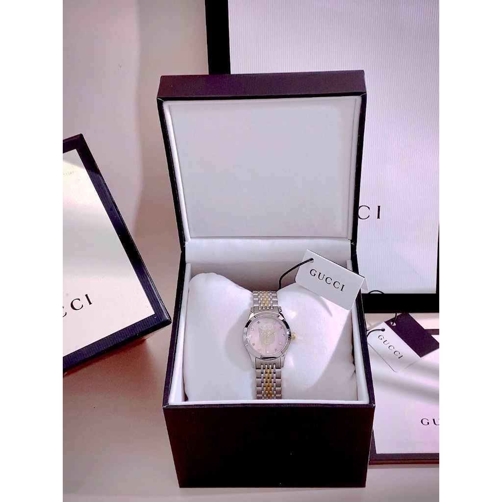 Đồng hồ nữ Guci YA1265012 G-Timeless Quartz Mother of Pearl 27mm, Full ...