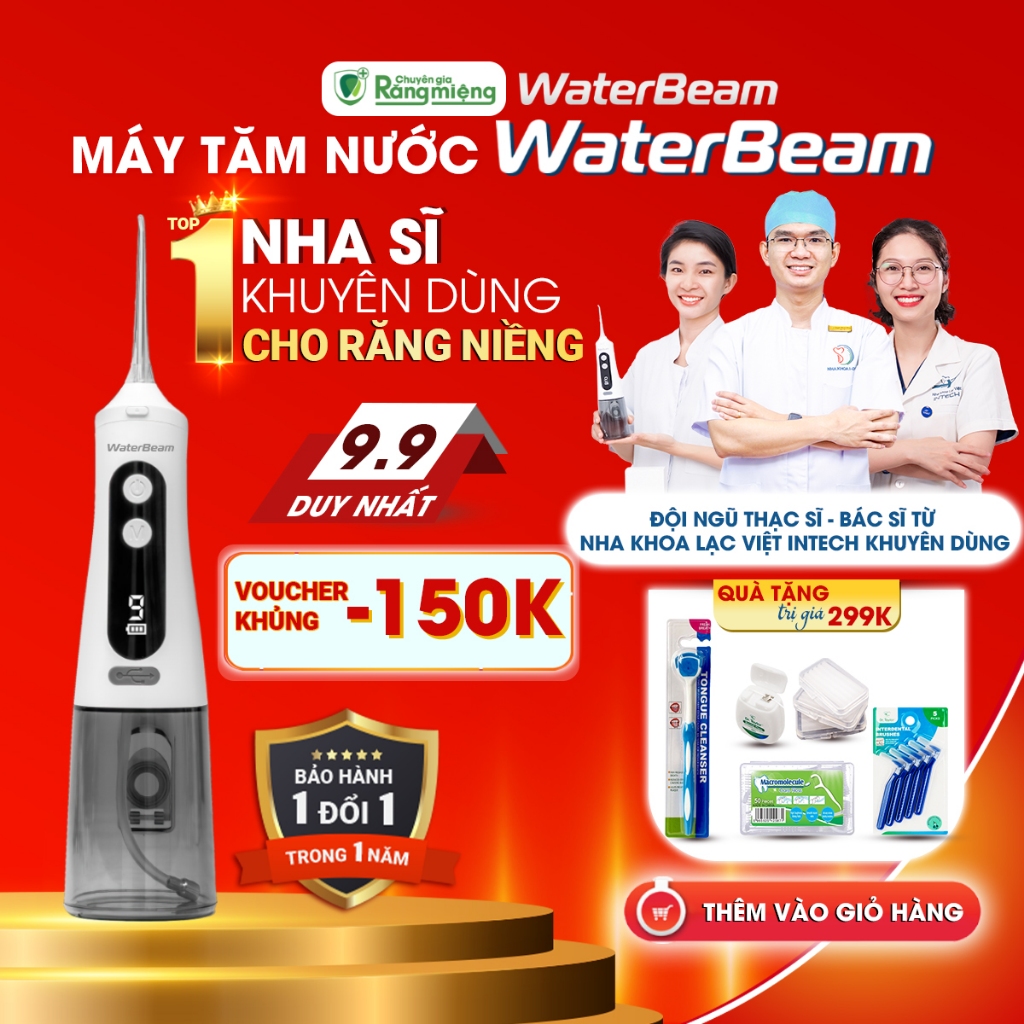 Tăm nước WaterBeam Dành riêng cho người Niềng răng, 9 Cấp Độ, Dung Tích ...