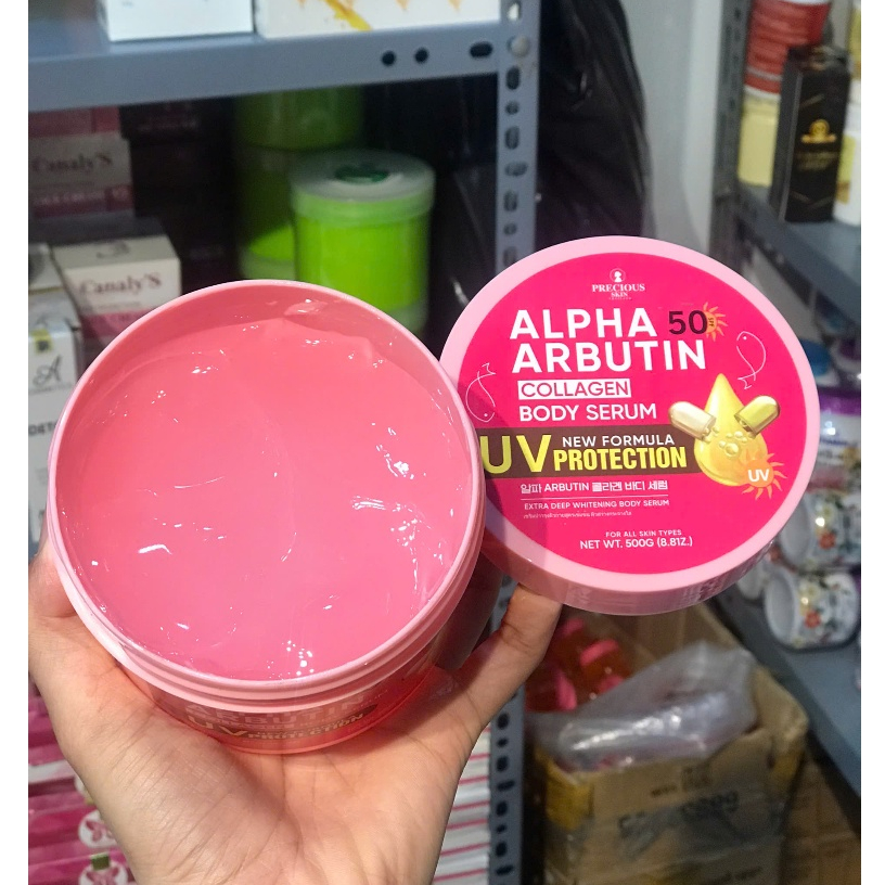 Serum Kích Trắng Alpha Arbutin Collagen Body Serum SPF50 500g (serum thạch hồng) | Shopee Việt Nam