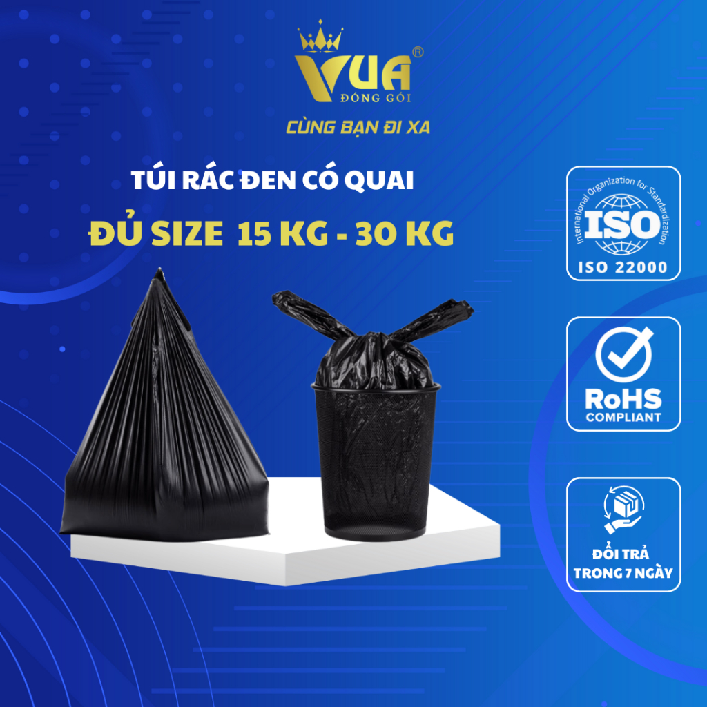 1KG Túi Nilon Đen loại 30kg, Túi Bóng Đen Đựng Rác, Gói Hàng Có Quai Xách, Đầy Đủ Kích Cỡ ...