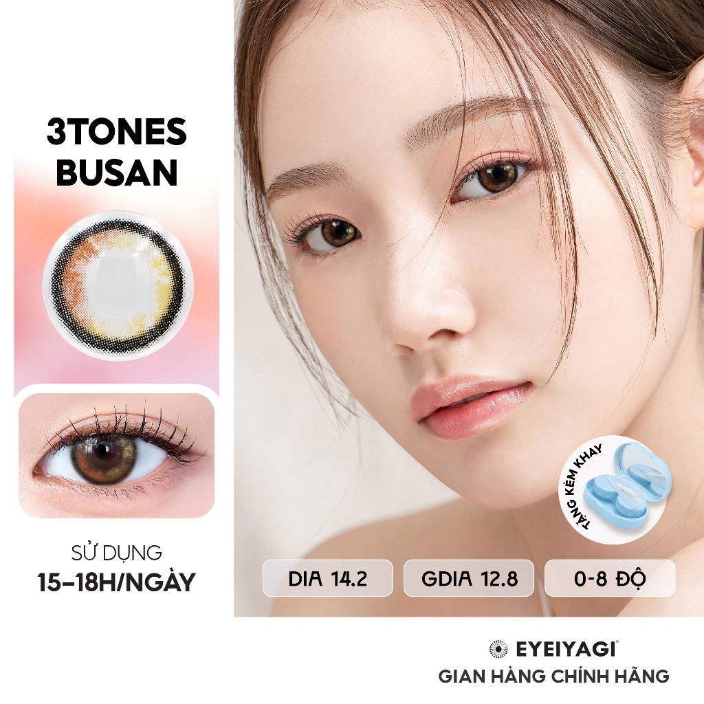 Kính áp tròng EYEIYAGI 3-Tones Busan lens cận 3 tháng độ cận 0-8 DIA 14 ...
