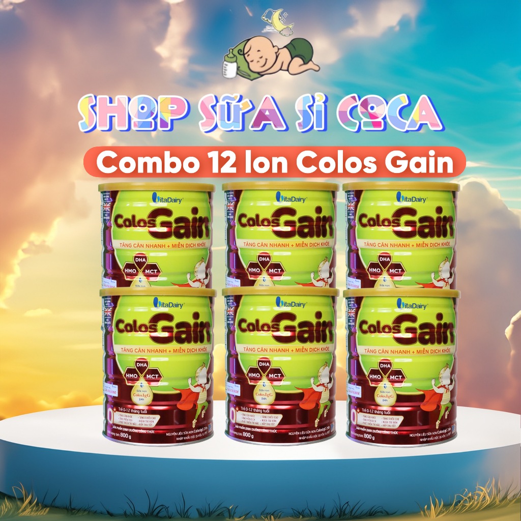 Combo 12 lon Colos Gain 0+,1+ 800gr (mã Qr tích xu date 2026) | Shopee Việt Nam