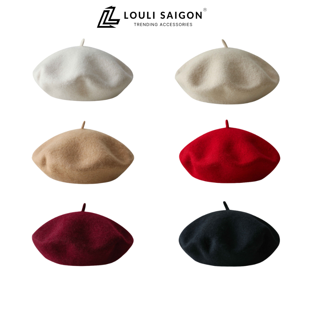 Mũ nồi nữ vải len cao cấp LOULI SAIGON, nón beret nữ trơn nhiều màu ...