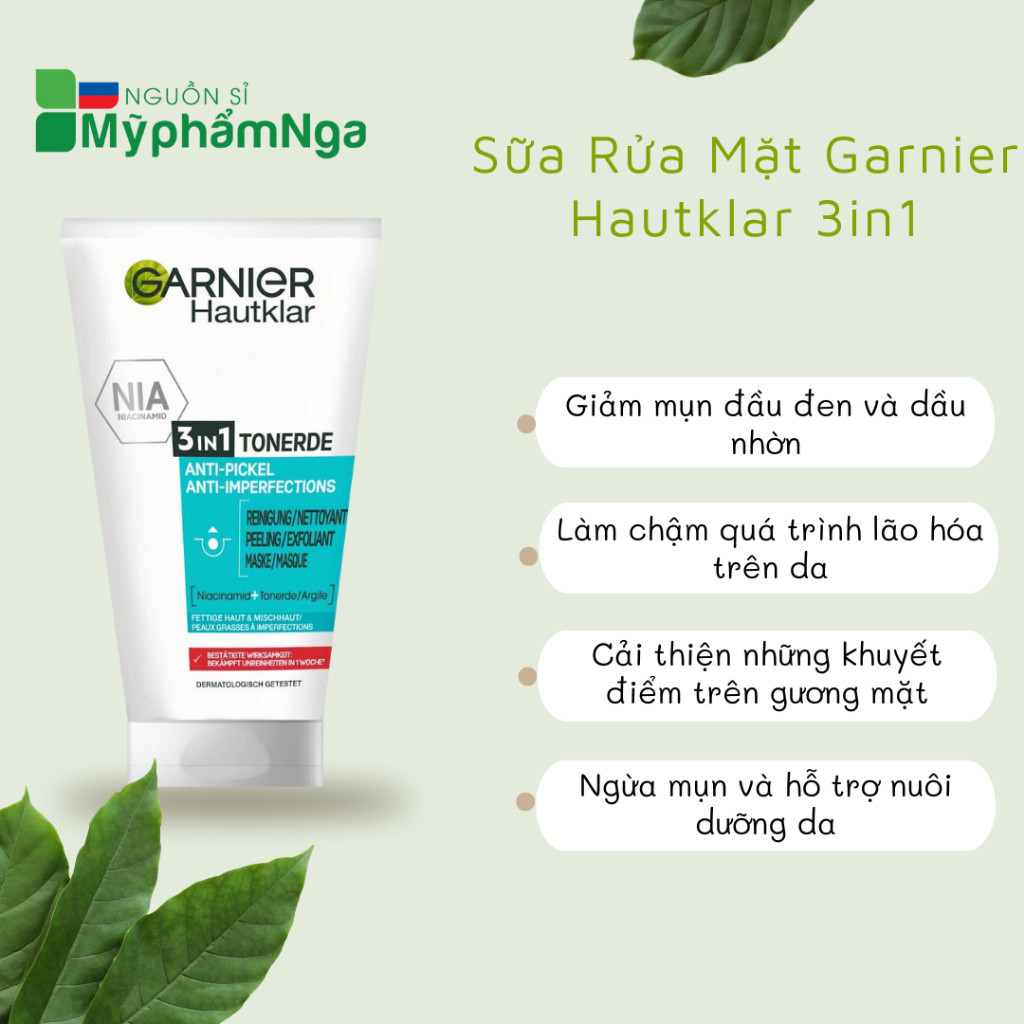 Sữa rửa mặt Garnier 3in1 giảm mụn kiềm dầu | Shopee Việt Nam