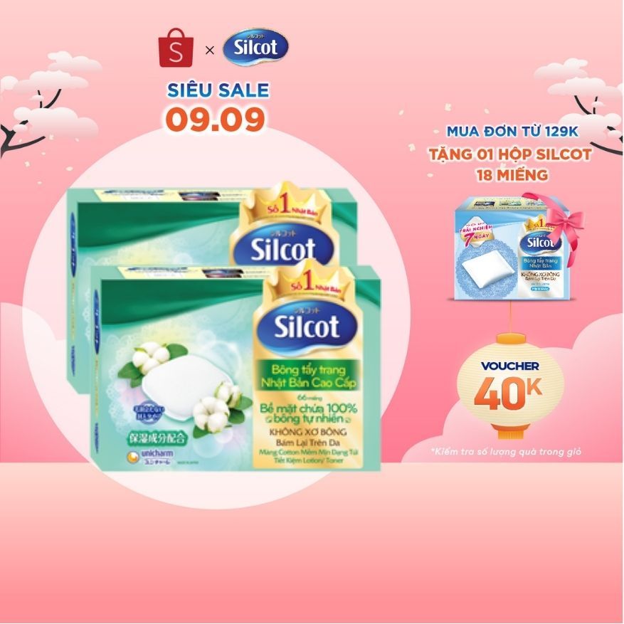 Bộ 2 hộp Bông trang điểm (bông tẩy trang) cao cấp Silcot Premium 66 ...