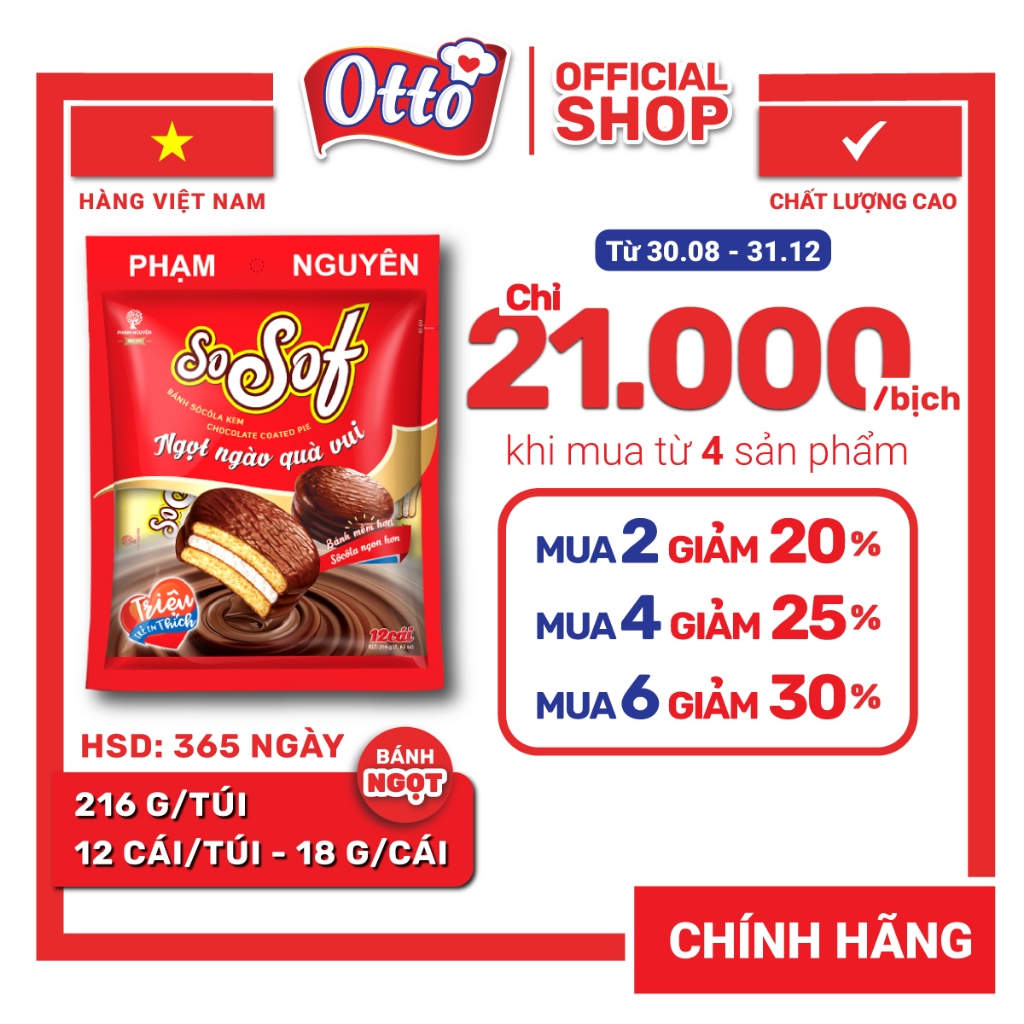Bánh phủ socola Choco PN SoSof 216g | Bánh ăn vặt Socola | Đồ ăn vặt ...