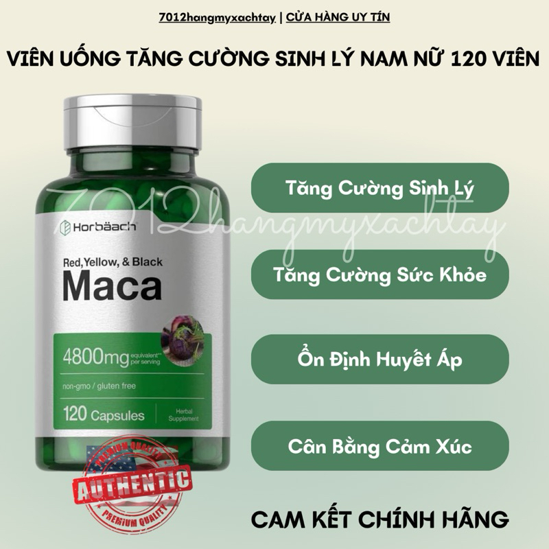 [BILL MỸ-HOẢ TỐC] Viên uống tăng cường sinh lý nam nữ Horbaach Maca ...