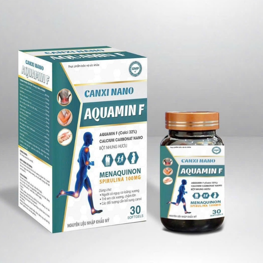Viên uống Canxi Nano Aquamin F giúp phát triển hệ xương, chắc khoẻ, chống loãng xương Hộp 30 ...