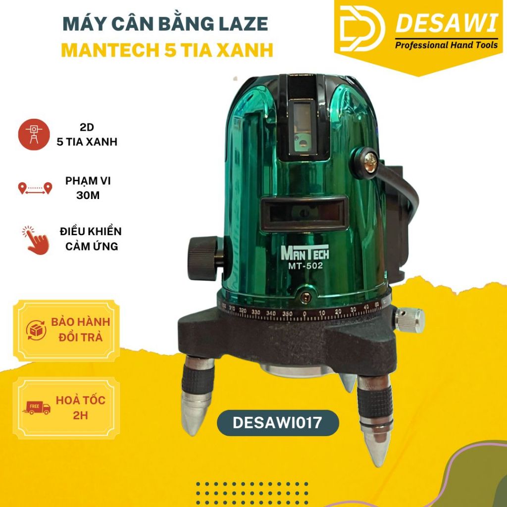 Máy Cân Bằng Laser DESAWI MANTECH 5 Tia Xanh Có Điều Khiển Trục Xoay ...