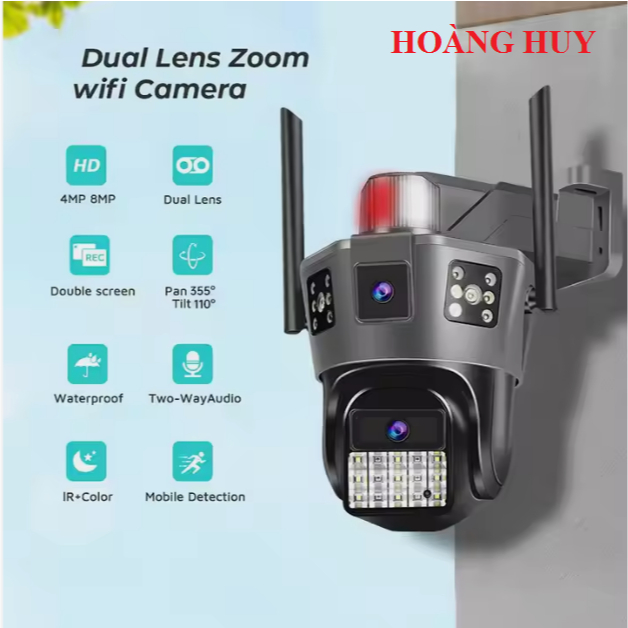 Camera 4G 3 mắt giám sát 360° sử dụng Sim 4G Full HD 12.0 mpx 1080P ...