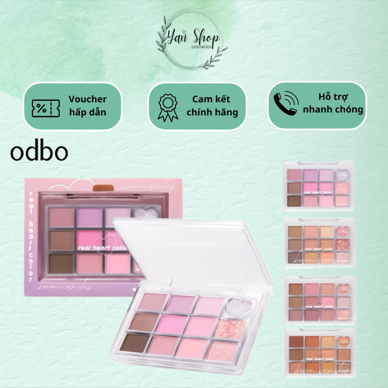 Bảng Mắt Odbo 12 Ô Real Heart Trái tim Nhũ Lì Trong Suốt Color Eye Palette | Shopee Việt Nam