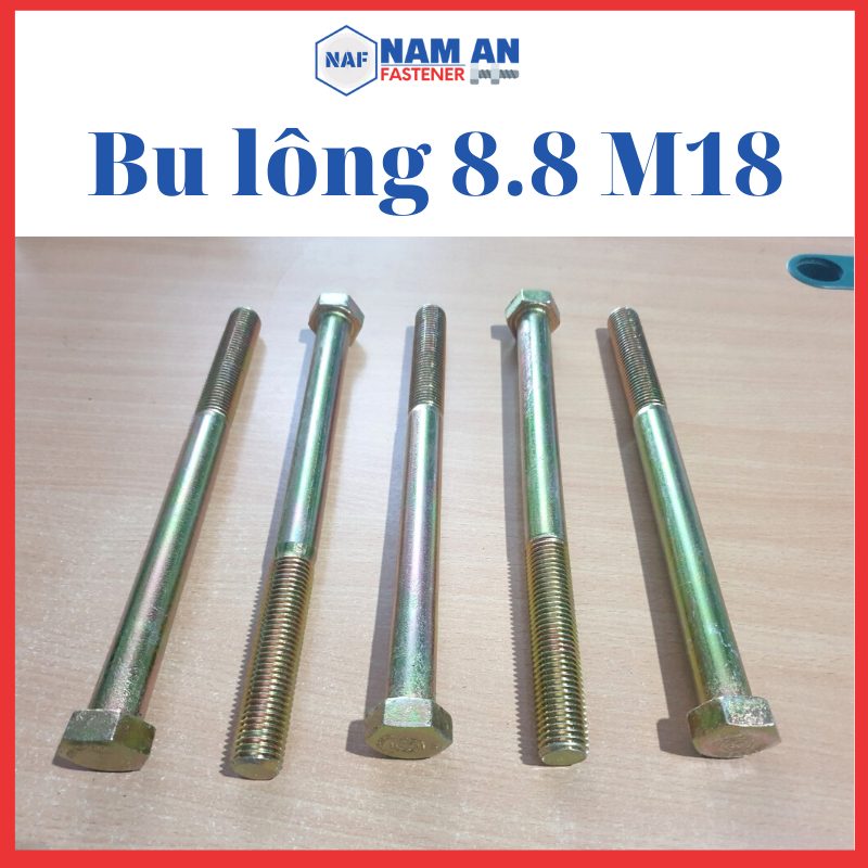 Bulong M18 cấp bền 8.8, bu lông lục giác M18, độ dài: 40->200 mm. Màu ...
