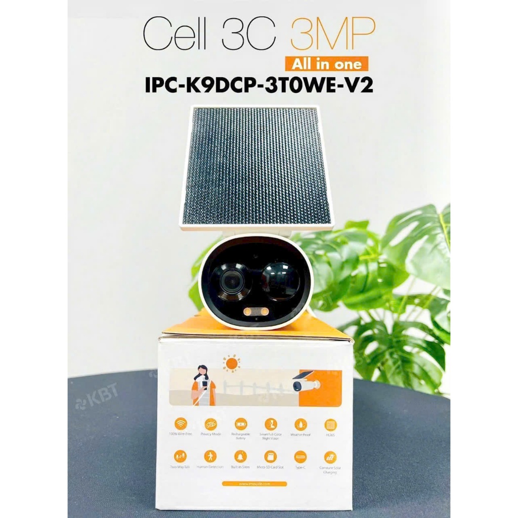 Camera pin tích hợp solar tấm pin mặt trời Cell 3C IMOU IPC-K9DCP-3T0WE-V2 Bảo hành 2 năm, Chống ...