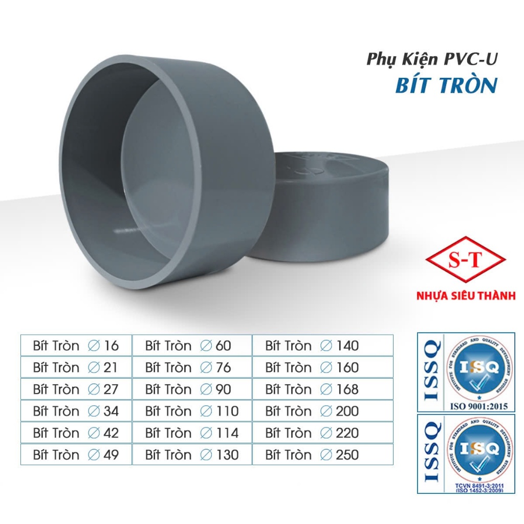 [COMBO GIÁ RẺ] Nắp bít, bít ống nước trơn, bít tròn, bít ống nước PVC Nhựa Siêu Thành đủ cỡ phụ ...